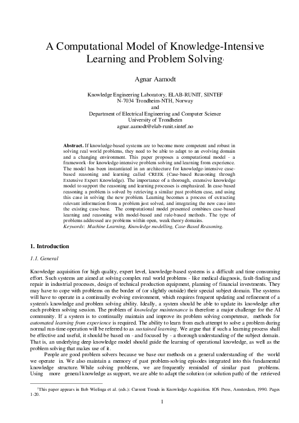(PDF) A computational model of knowledge-intensive learning and problem ...