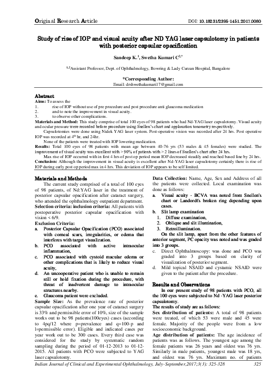 (PDF) Study of rise of IOP and visual acuity after ND YAG laser ...