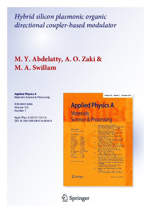 (PDF) Hybrid silicon plasmonic organic directional coupler-based modulator | Mohamed Abedallaty ...