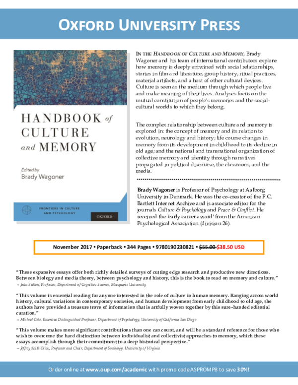 (PDF) Handbook of Culture and Memory