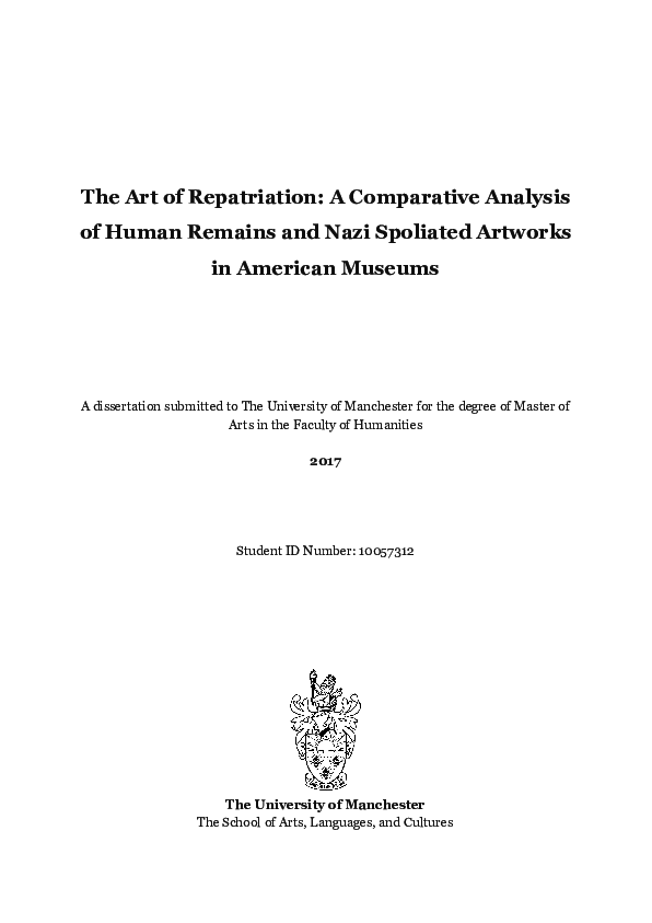 (PDF) 'The Art of Repatriation A Comparative Analysis of Human Remains ...