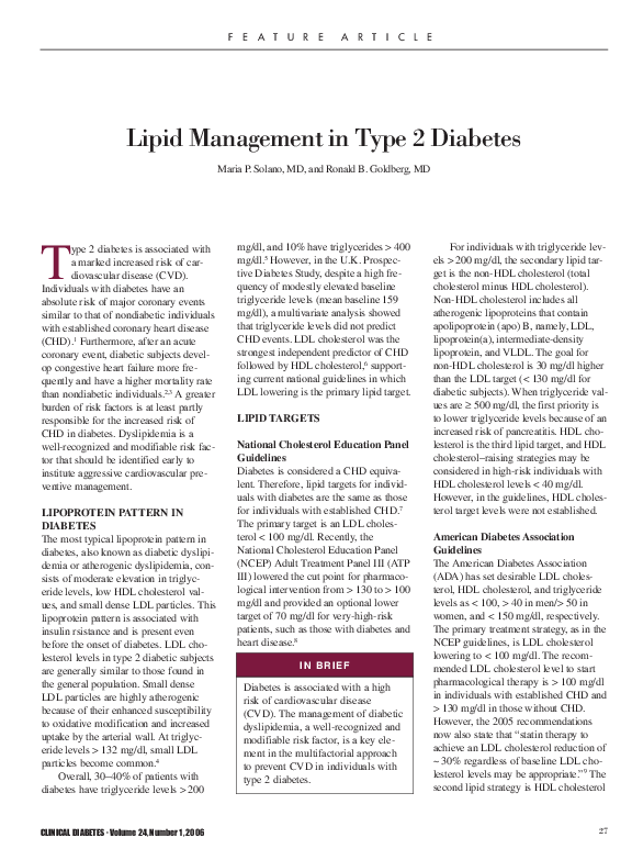 (PDF) Lipid Management in Type 2 Diabetes