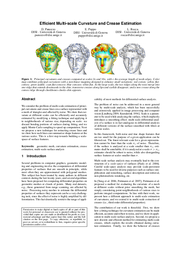 Pdf Efficient Multi Scale Curvature And Crease Estimation