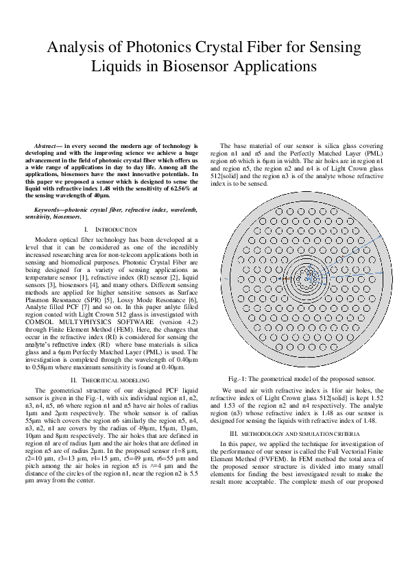 (PDF) Analysis of Photonics Crystal Fiber for Sensing Liquids in ...