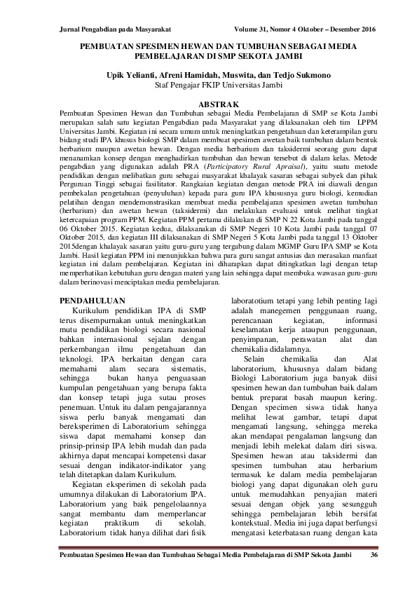 (PDF) PEMBUATAN SPESIMEN HEWAN DAN TUMBUHAN SEBAGAI MEDIA PEMBELAJARAN ...