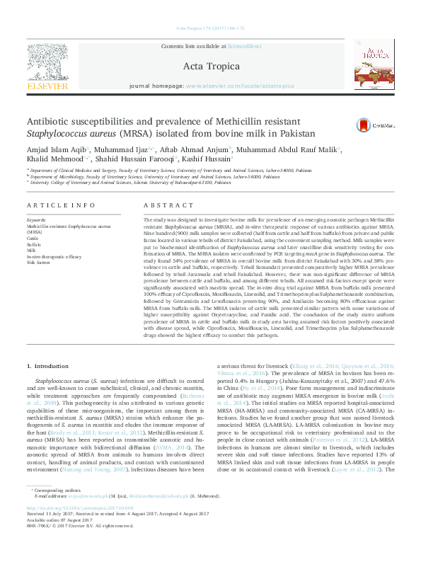 (PDF) Antibiotic susceptibilities and prevalence of Methicillin resistant Staphylococcus aureus ...
