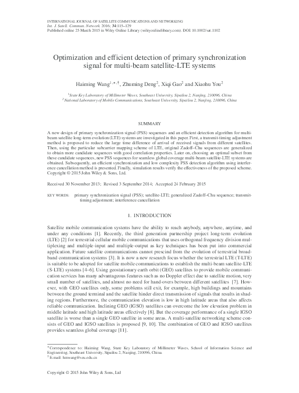 Pdf Optimization And Efficient Detection Of Primary Synchronization Signal For Multi Beam