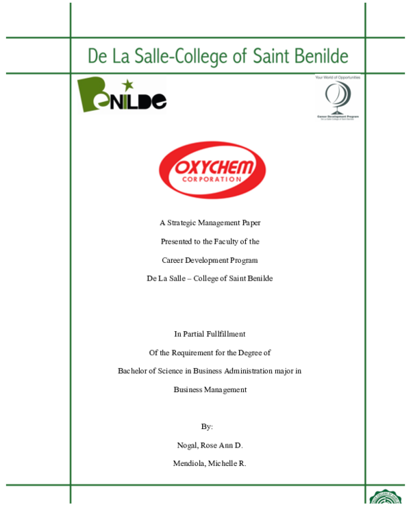 (PDF) A Strategic Management Paper Presented to the Faculty of the ...