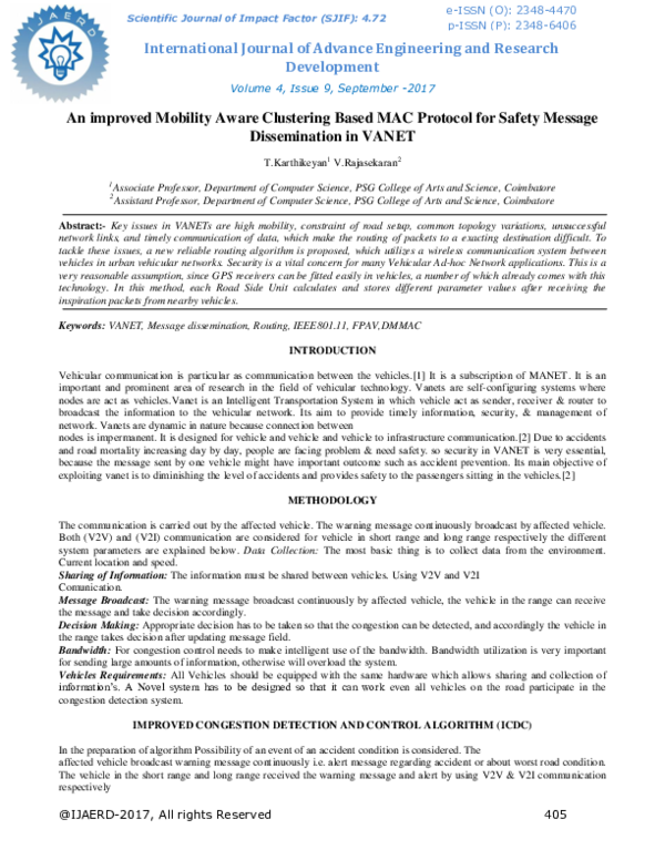 Pdf An Improved Mobility Aware Clustering Based Mac Protocol For