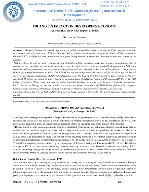 (PDF) FDI AND ITS IMPACT ON DEVELOPING ECONOMY FDI AND ITS IMPACT ON ...