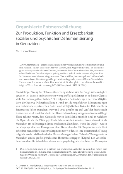 (PDF) Martin Weißmann (2015) Organisierte Entmenschlichung. Zur ...