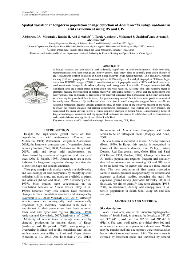 (PDF) Spatial variation in long-term population change detection of Acacia tortilis subsp ...