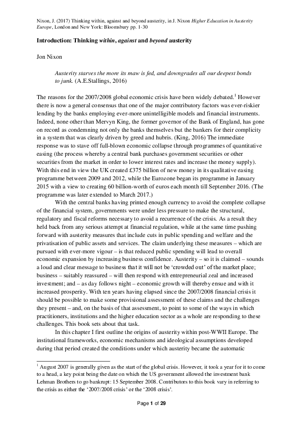(PDF) Jon Nixon Thinking within, against and beyond austerity.pdf
