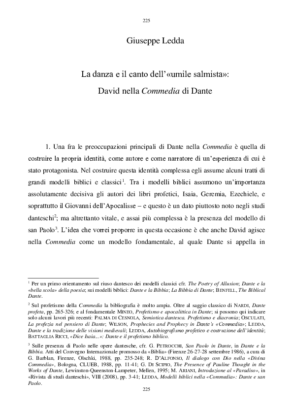 (PDF) La danza e il canto dell’«umile salmista»: David nella «Commedia ...