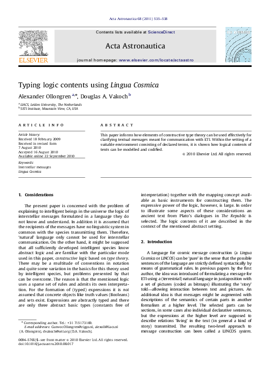 (PDF) Typing logic contents using Lingua Cosmica