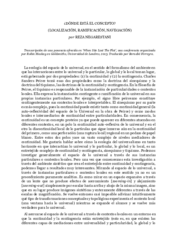 (PDF) "¿Dónde está el concepto?", por Reza Negarestani