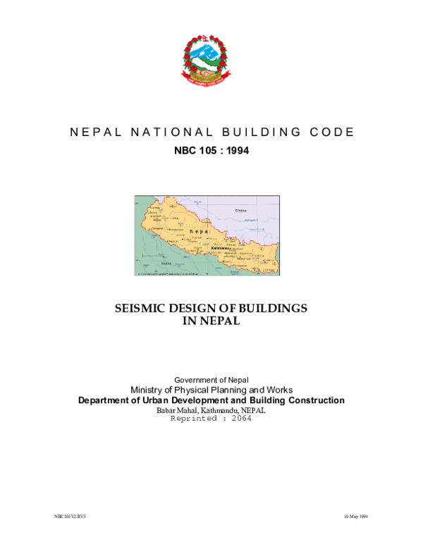 (PDF) SEISMIC DESIGN OF BUILDINGS IN NEPAL Government of Nepal Ministry ...