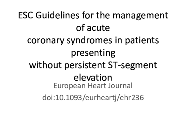 (PPT) ESC Guidelines for the management of ACS