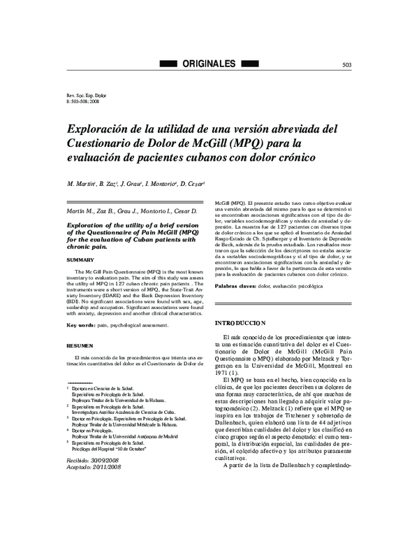 (PDF) Exploracion de la utilidad de una version abreviada del MPQ