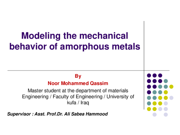 (PPT) Modeling the mechanical behavior of amorphous metals