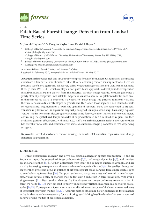 (PDF) Patch-Based Forest Change Detection from Landsat Time Series