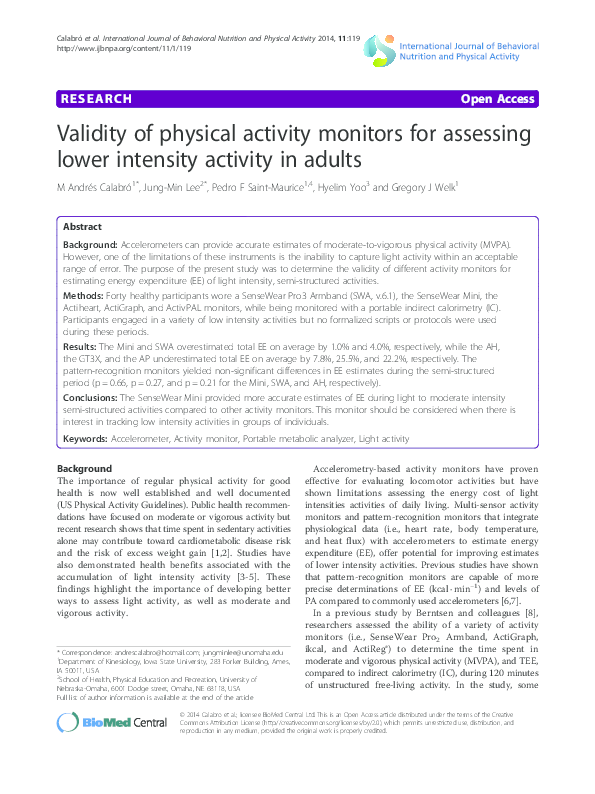 (PDF) Validity of physical activity monitors for assessing lower ...
