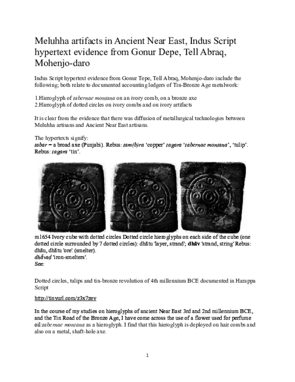 (PDF) Meluhha artifacts in Ancient Near East, Indus Script hypertext ...