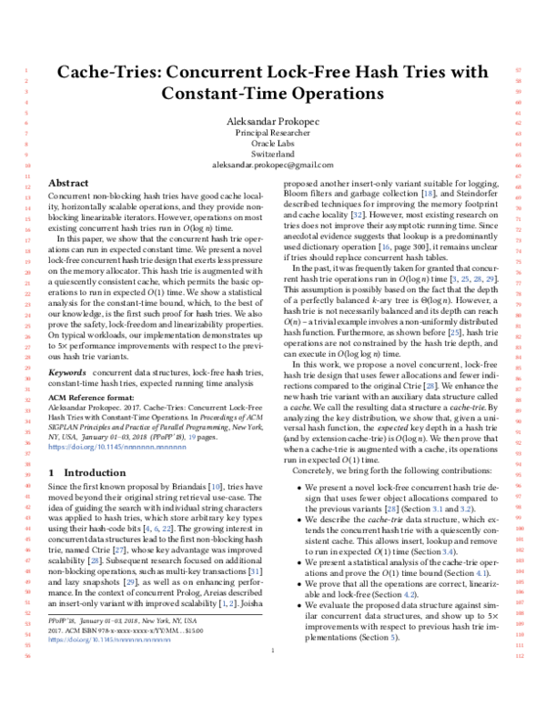 (PDF) Cache-Tries: Concurrent Lock-Free Hash Tries with Constant-Time ...