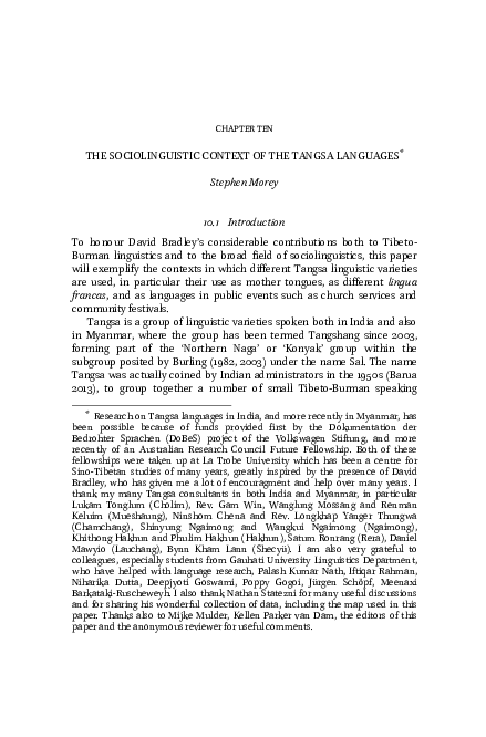 (PDF) The Sociolinguistic Context of the Tangsa Languages