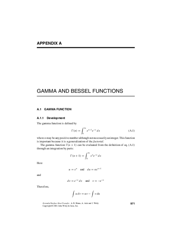 (PDF) Appendix A: Gamma and Bessel Functions