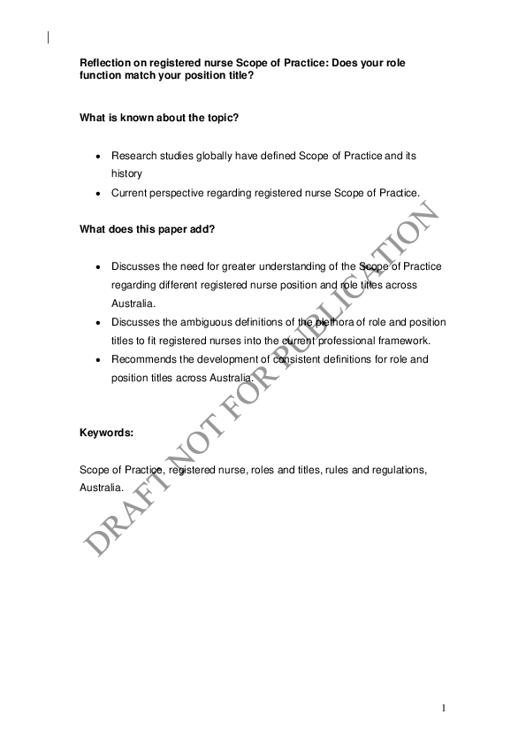 (DOC) Reflection on registered nurse Scope of Practice: Does your role ...