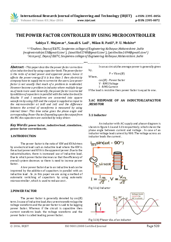 Pdf The Power Factor Controller By Using Microcontroller