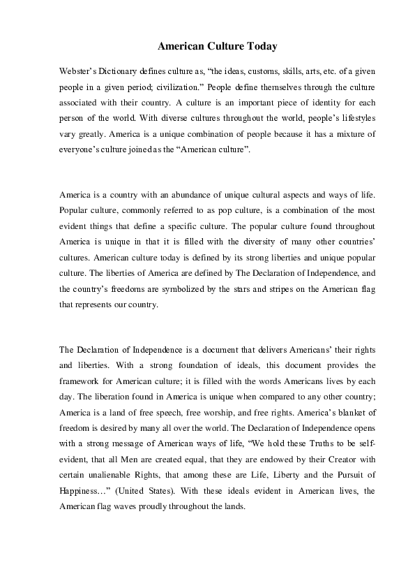 (DOC) American Culture Today