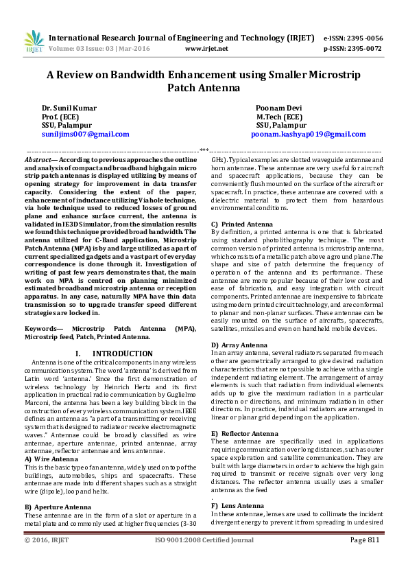 (PDF) A Review on Bandwidth Enhancement using Smaller Microstrip Patch ...