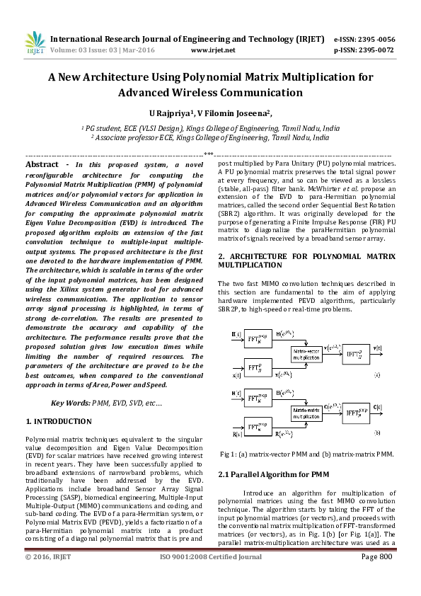 (PDF) A New Architecture Using Polynomial Matrix Multiplication for ...