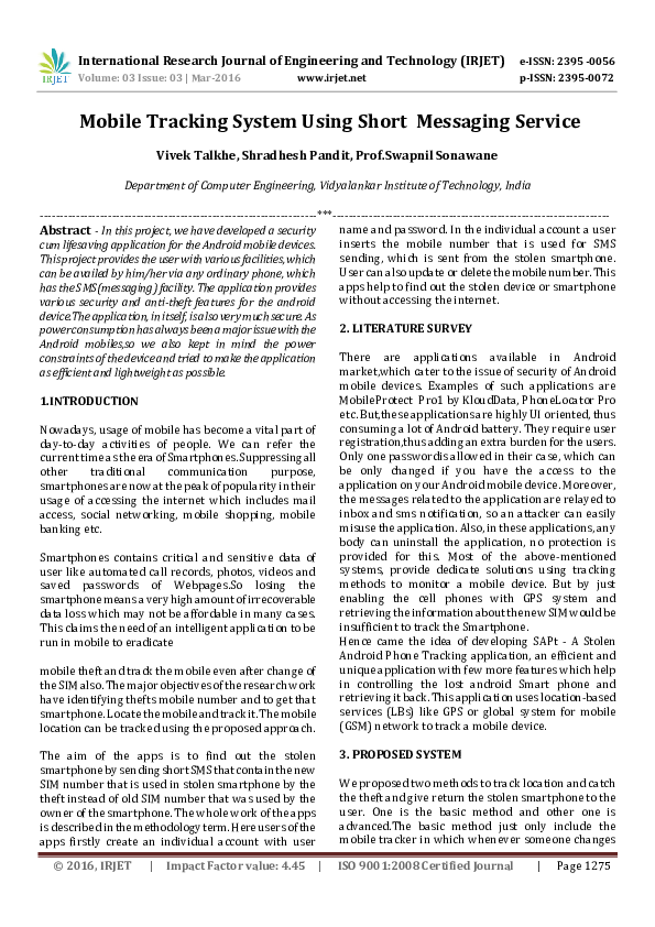 (PDF) Mobile Tracking System Using Short Messaging Service