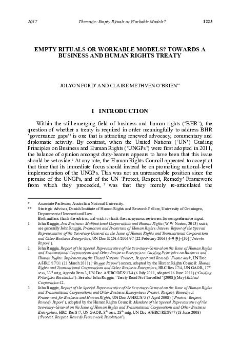 (PDF) EMPTY RITUALS OR WORKABLE MODELS: TOWARDS A BUSINESS AND HUMAN ...