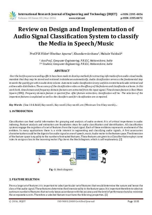 (PDF) Review on Design and Implementation of Audio Signal ...