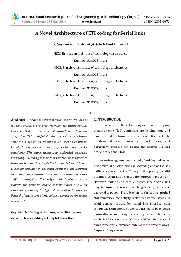 (PDF) A Novel Architecture of ETI coding for Serial links