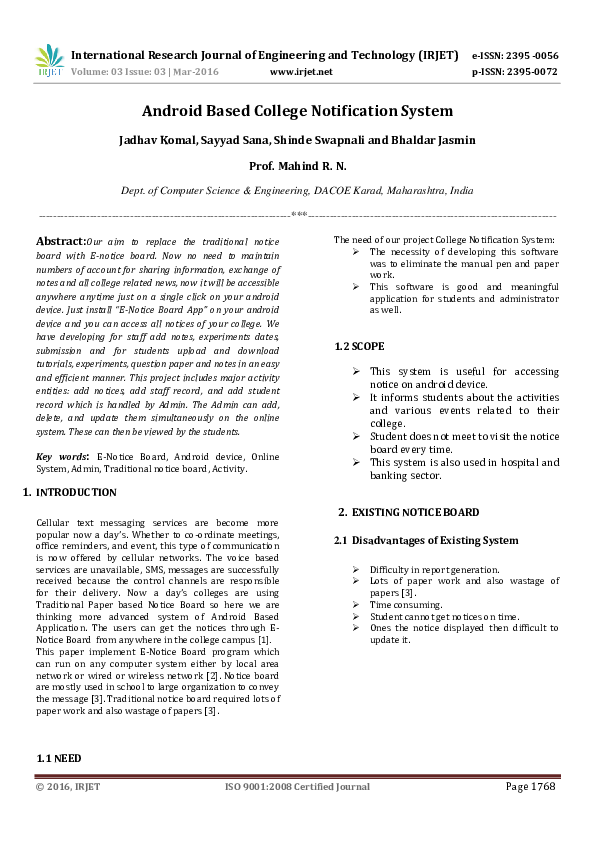 (PDF) Android Based College Notification System