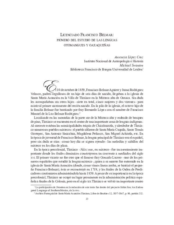 (PDF) Lic. Francisco Belmar: Pionero de los estudios de las lenguas ...