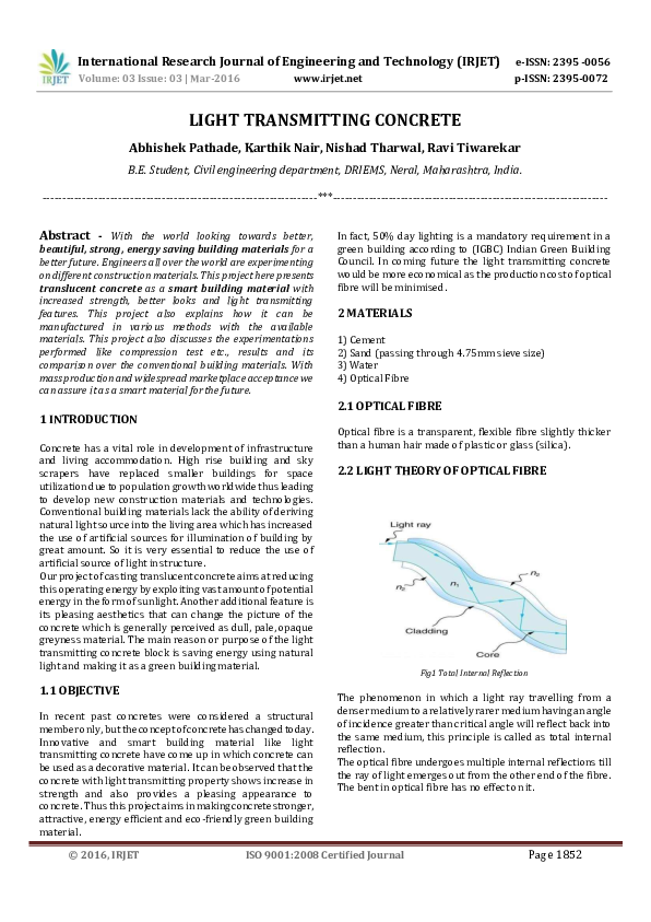 (PDF) LIGHT TRANSMITTING CONCRETE