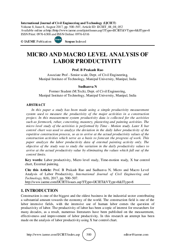 (PDF) MICRO AND MACRO LEVEL ANALYSIS OF LABOR PRODUCTIVITY