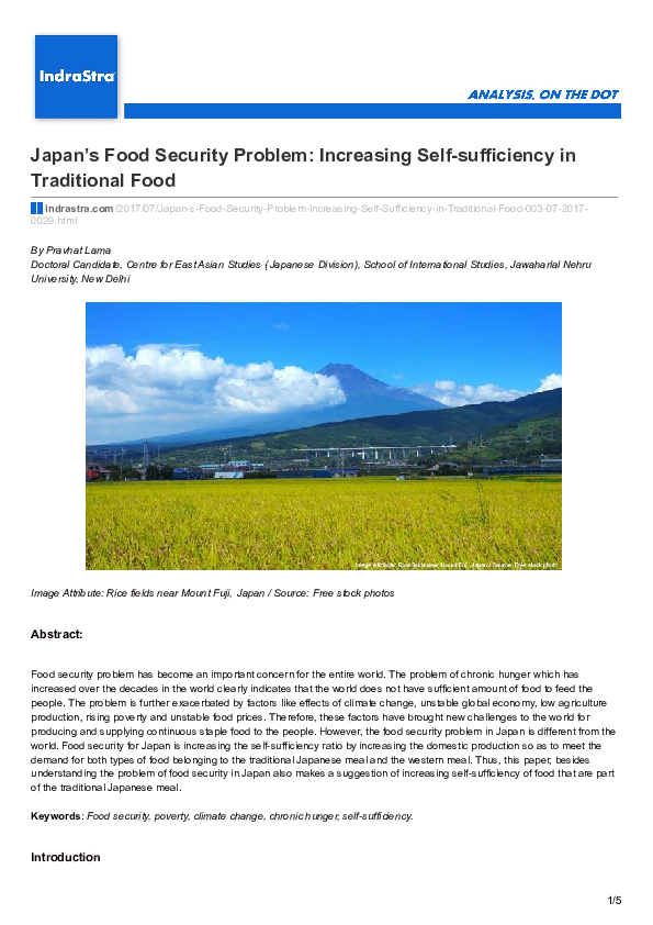 Food Self Sufficiency In Japan Food Security In Japan: Building A