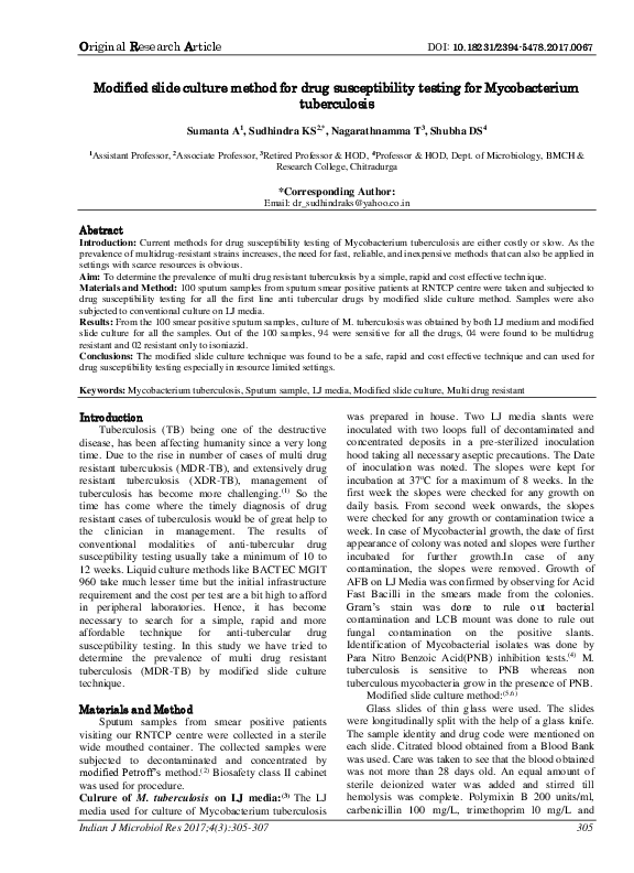 (PDF) Modified slide culture method for drug susceptibility testing for ...