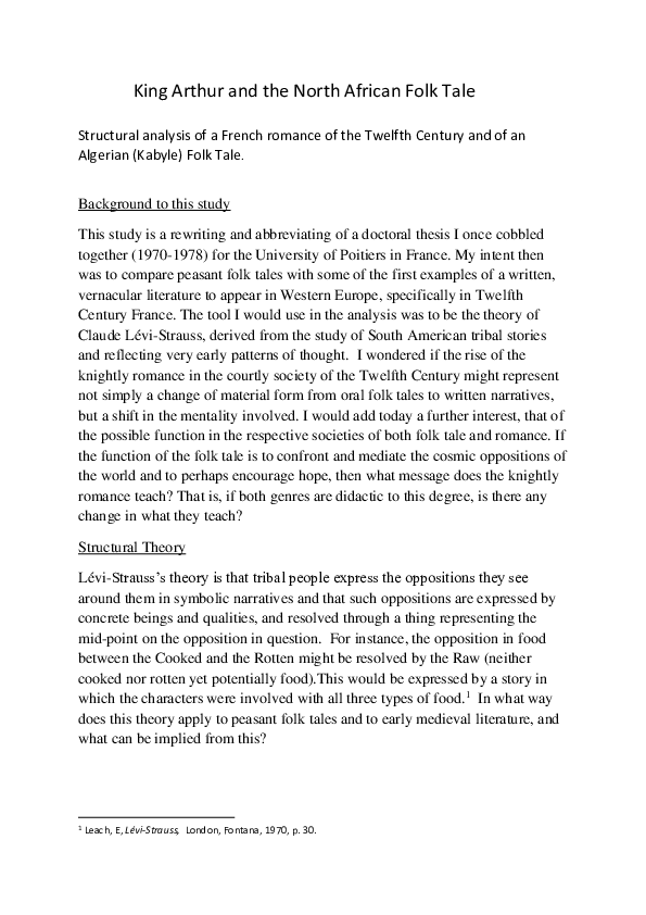 (DOC) King Arthur and the North African Folk Tale. 9.10.17.docx