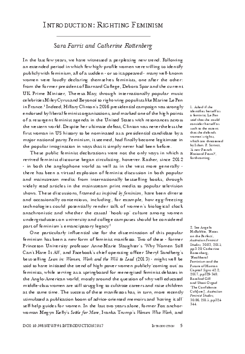 (PDF) IntroductIon: rIghtIng FemInIsm