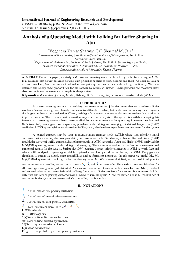 Pdf Analysis Of A Queueing Model With Balking For Buffer Sharing In