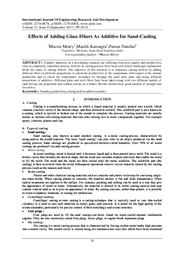 (PDF) Effects of Adding Glass Fibers As Additive for Sand-Casting