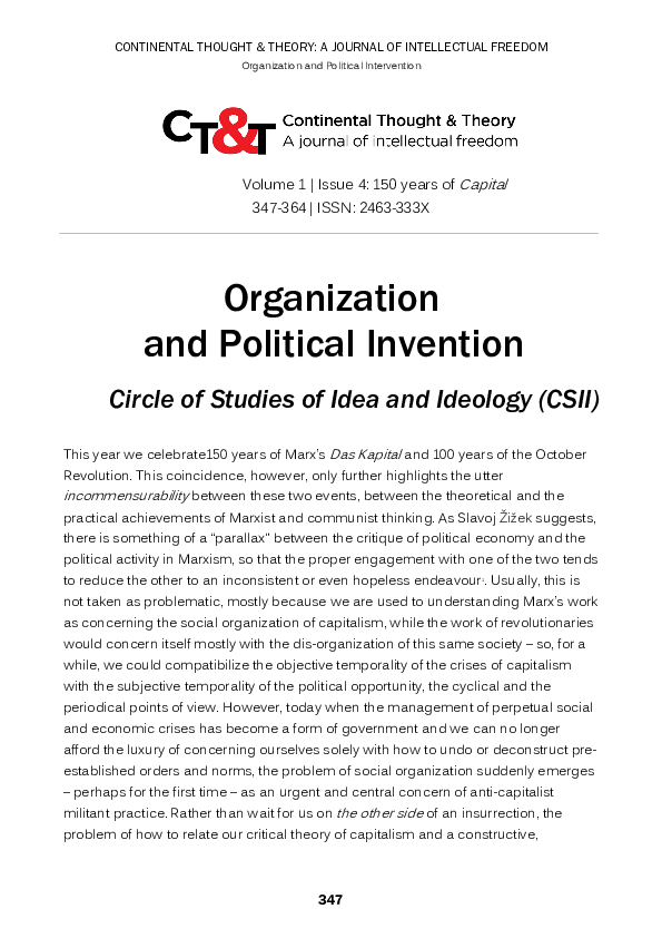 (PDF) Organization and Political Invention